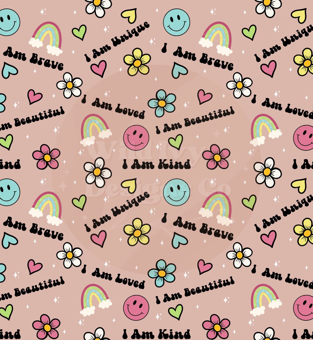 Positive Affirmations Retro Groovy Smiley Rainbows Seamless File ...