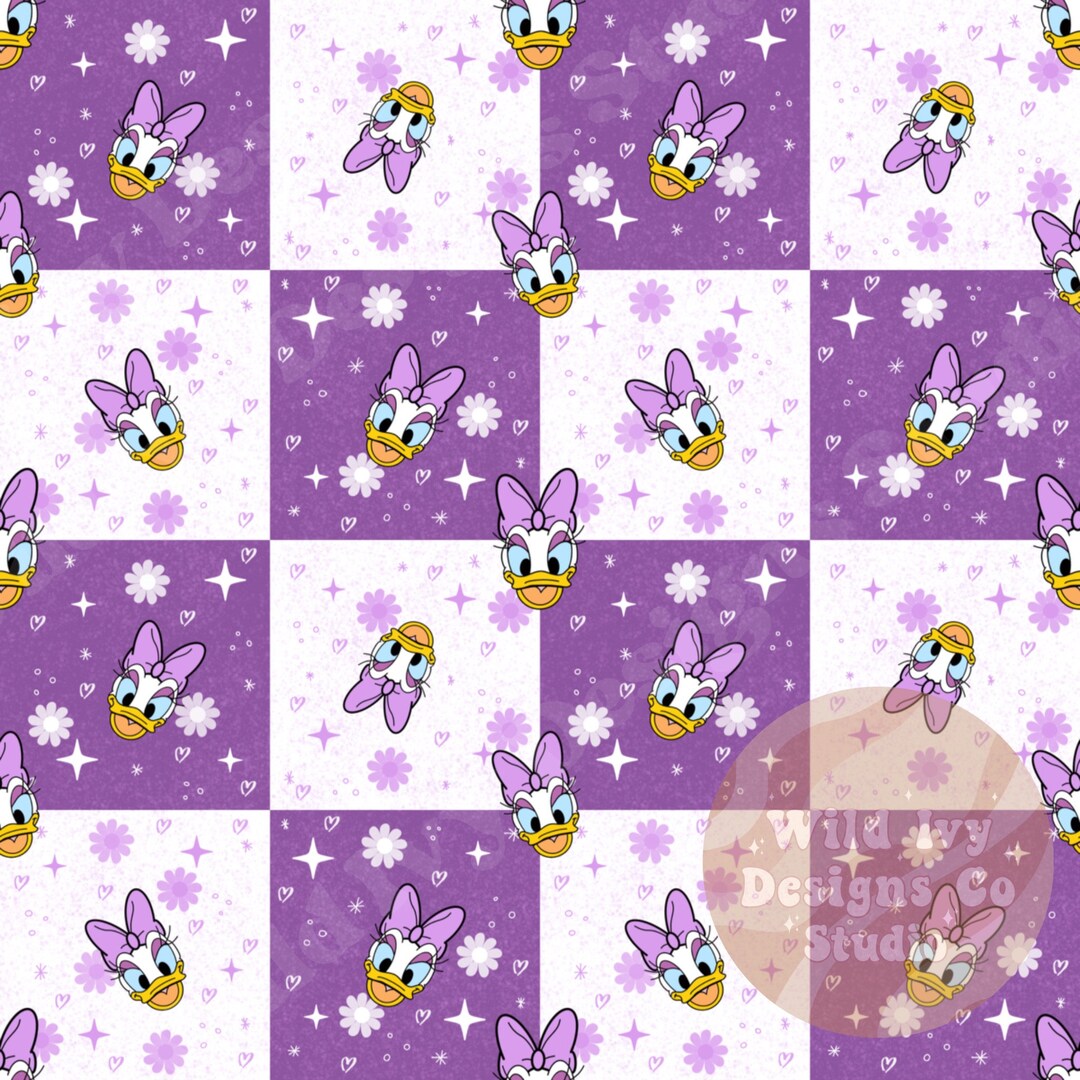 Daisy Duck Seamless Pattern, Checkered Seamless Design, Repeating ...