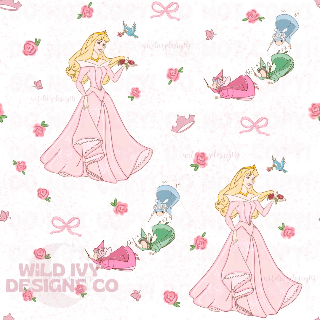 Princess Seamless Design, Princess Pattern, Sleeping Princess, Pink ...