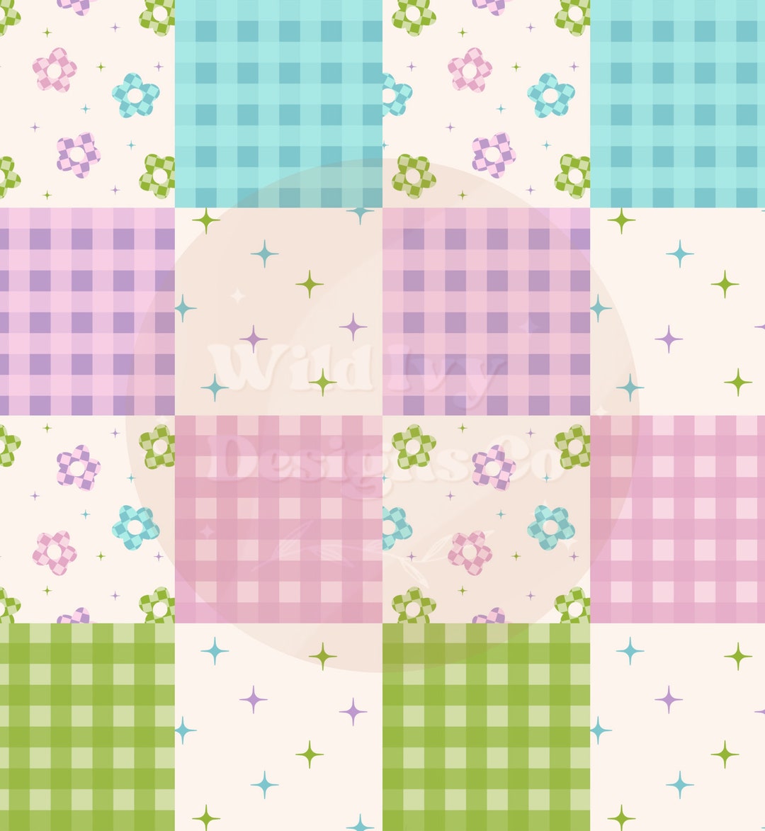 Checkered Daisy Flower Pastel Rainbow Patchwork Gingham - Etsy