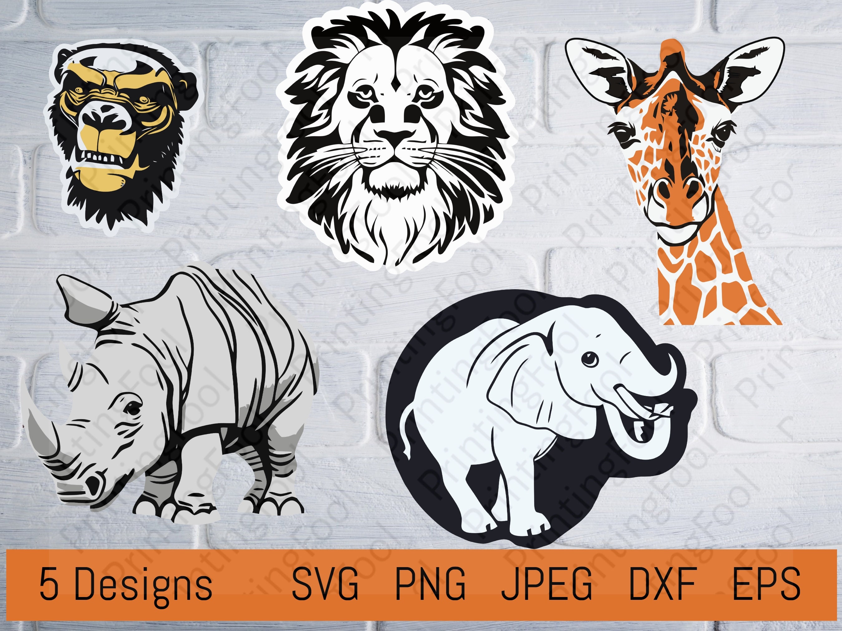 Safari Animals SVG Bundle of 5 Digital Download Safari - Etsy