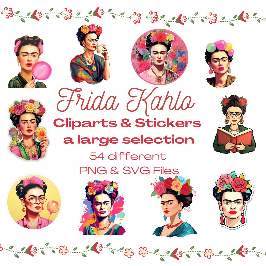 Frida Kahlo 54 Different Cliparts and Stickers | PNG and SVG Files ...