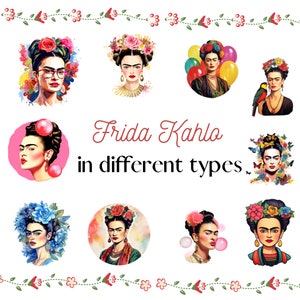 Frida Kahlo 54 Different Cliparts and Stickers | PNG and SVG Files ...