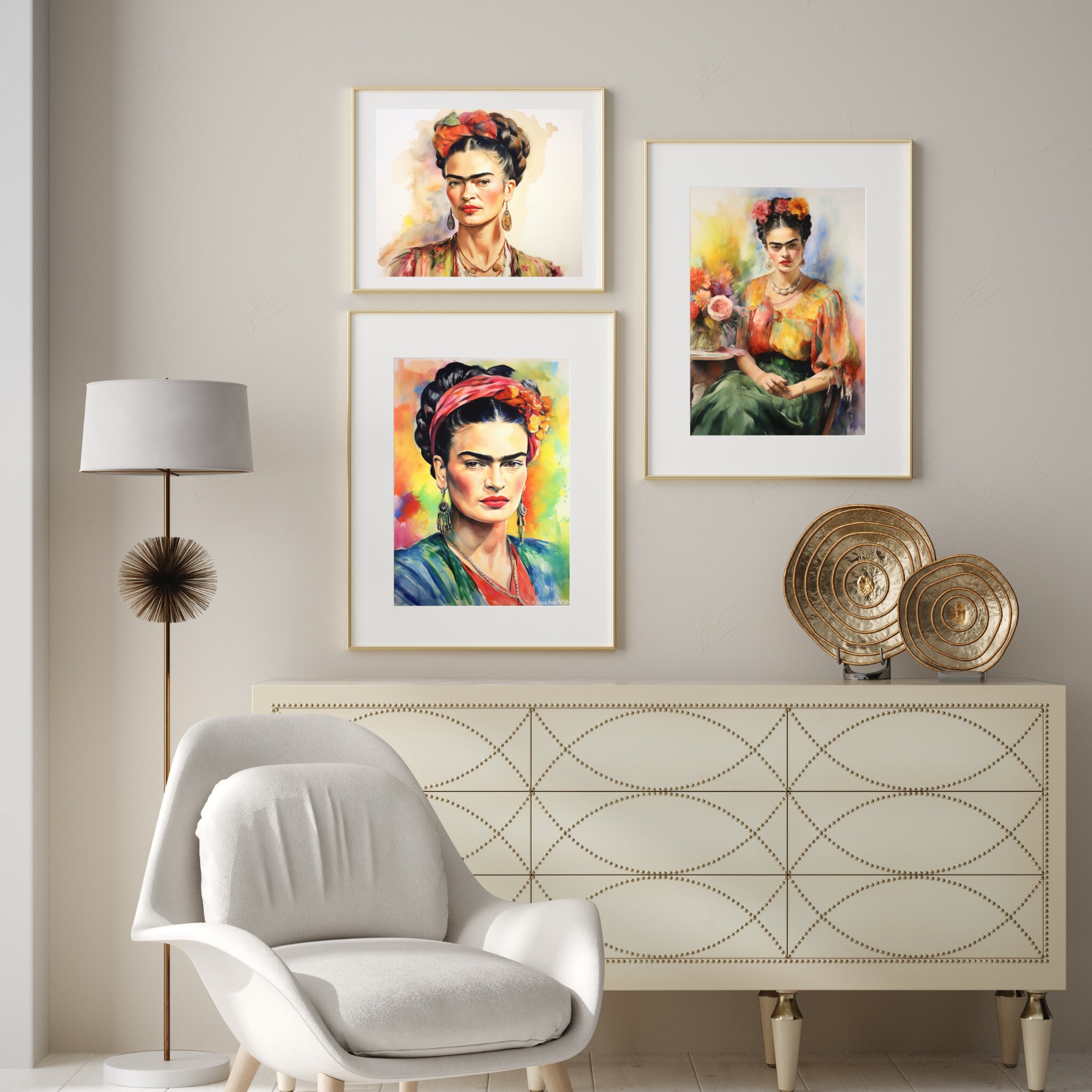Frida Kahlo Watercolor Poster Set Printable Wallart - Etsy