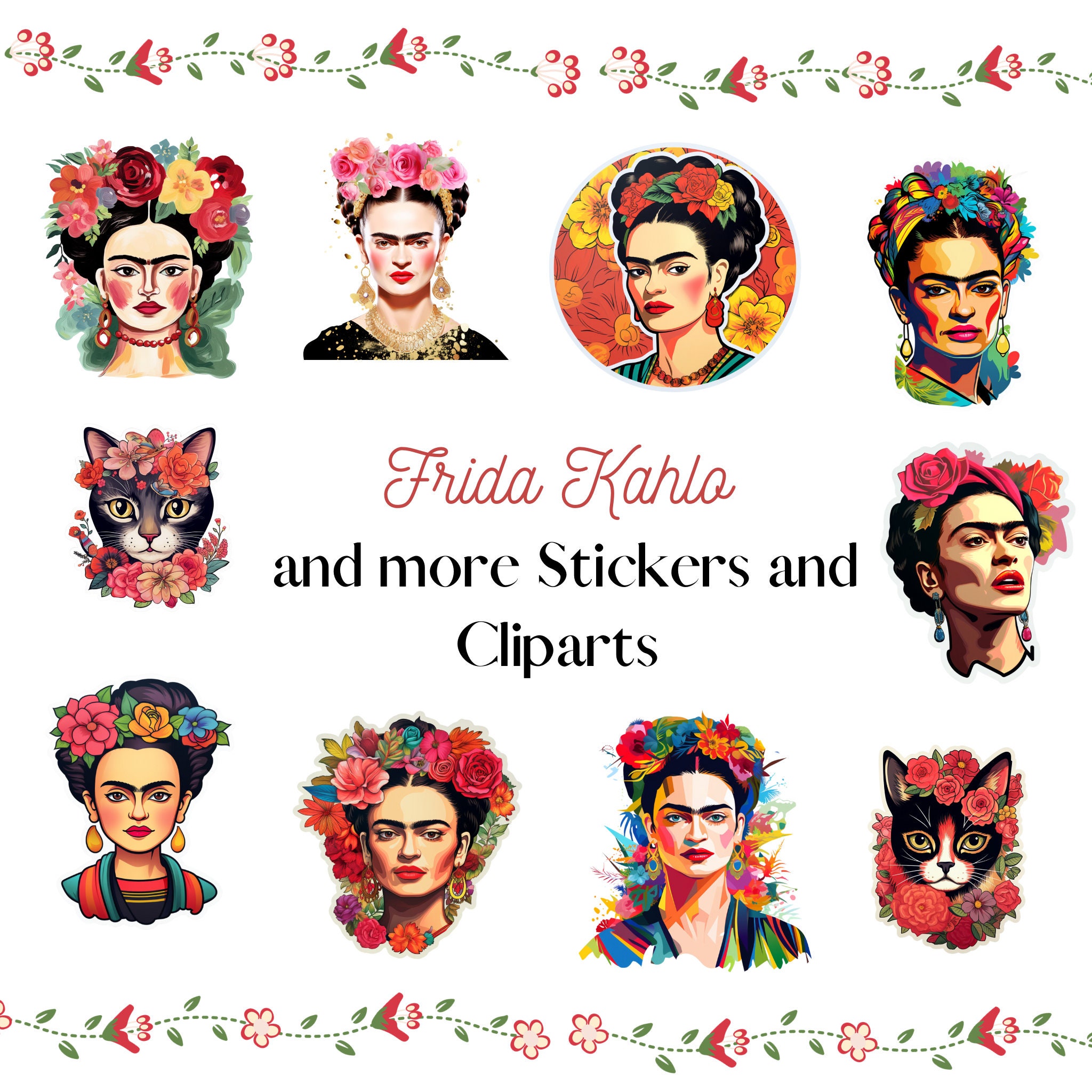 Frida Kahlo 54 Different Cliparts and Stickers | PNG and SVG Files ...