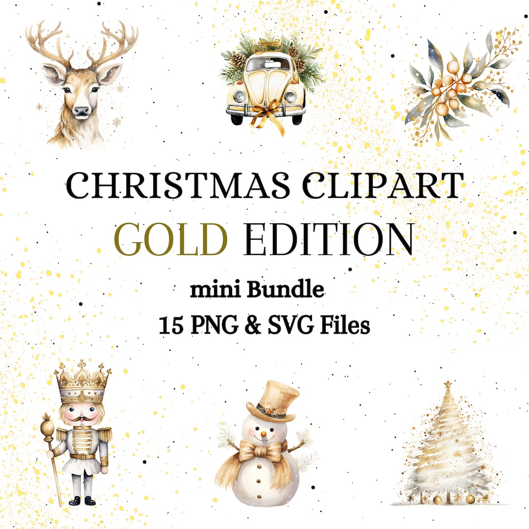 Christmas Clipart Gold Edition 15 Different Cliparts SVG and PNG Files ...