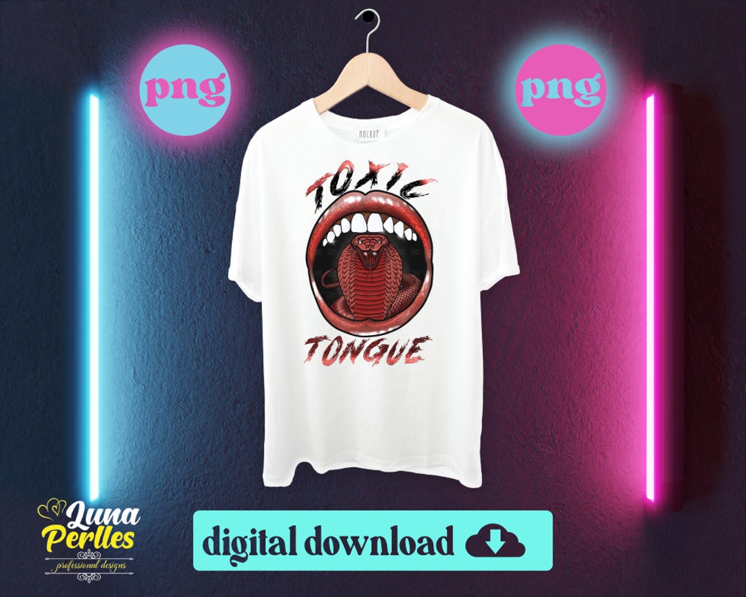 Trust No One Png. Toxic Tongue Png, Retro Aqua 5s Matching Png, Digital ...