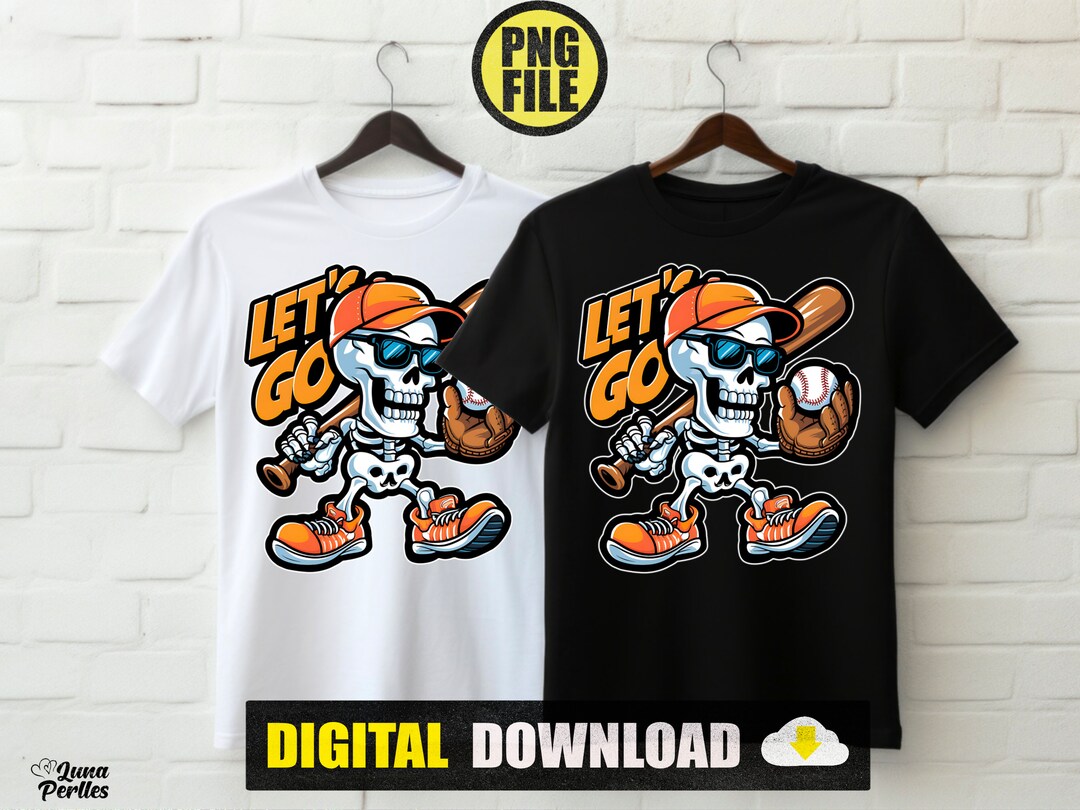 Let's Go Skeleton Playing Baseball Png, Design for Halloween Skeleton ...