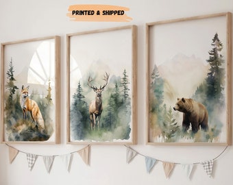 Lakelzdecor Mountain Animal Nursery Decor, Set of 3 Printable, Woodland ...