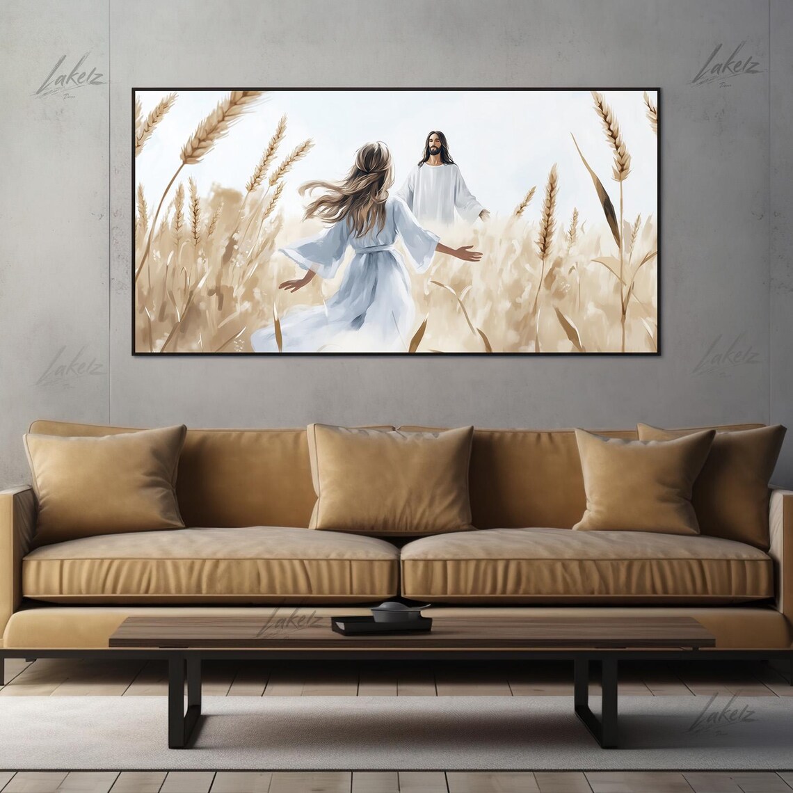 Lakelzdecor Jesus Loves You Print, Leap of Faith Beige Meadow Grass ...