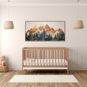 Lakelzdecor Mountain Wood Inspired Wall Art, Cabin Art, Framed Nursery Art, Large Horizontal ...