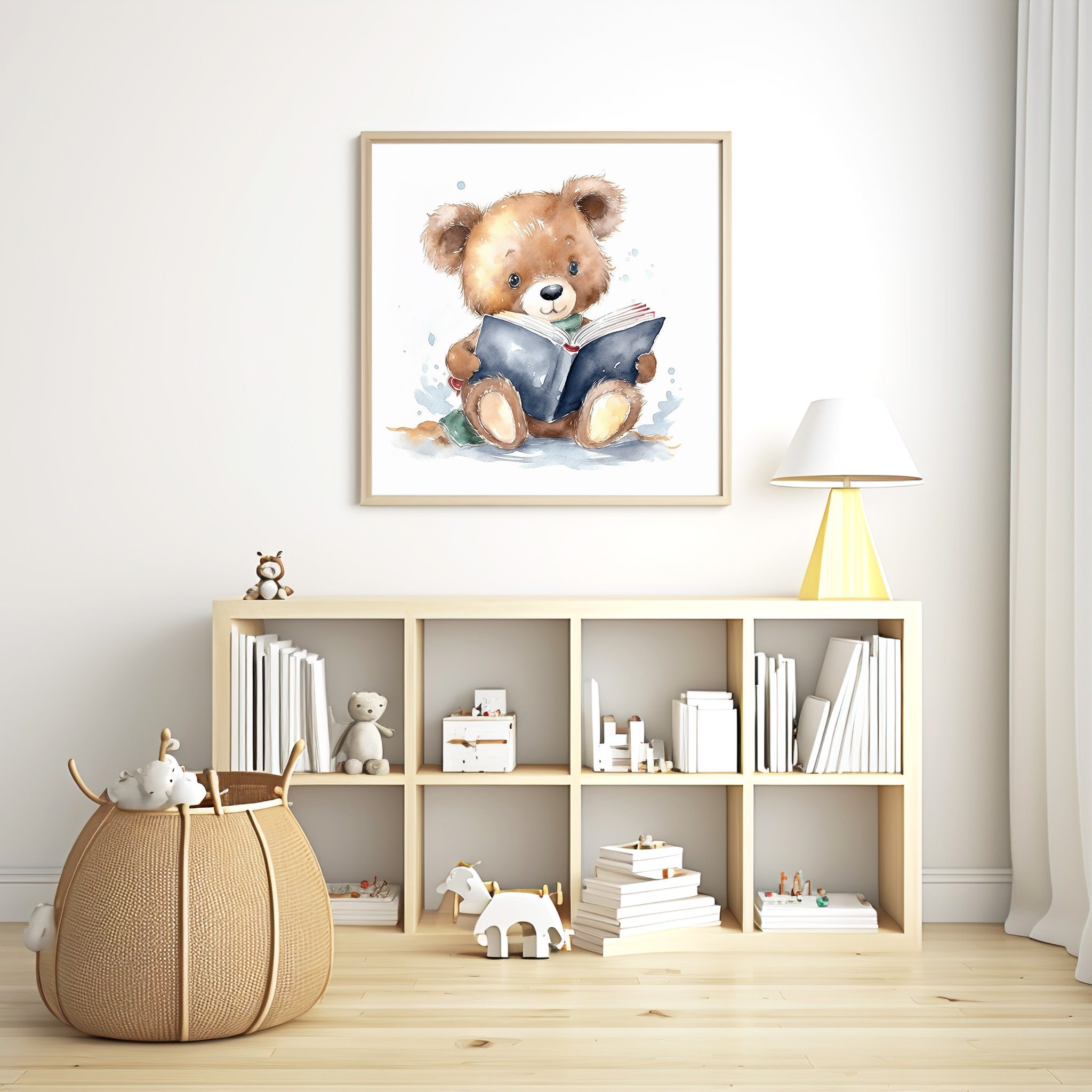 Animal Reading Book Wall Art Set of 3 Baby Animal Nursery - Etsy
