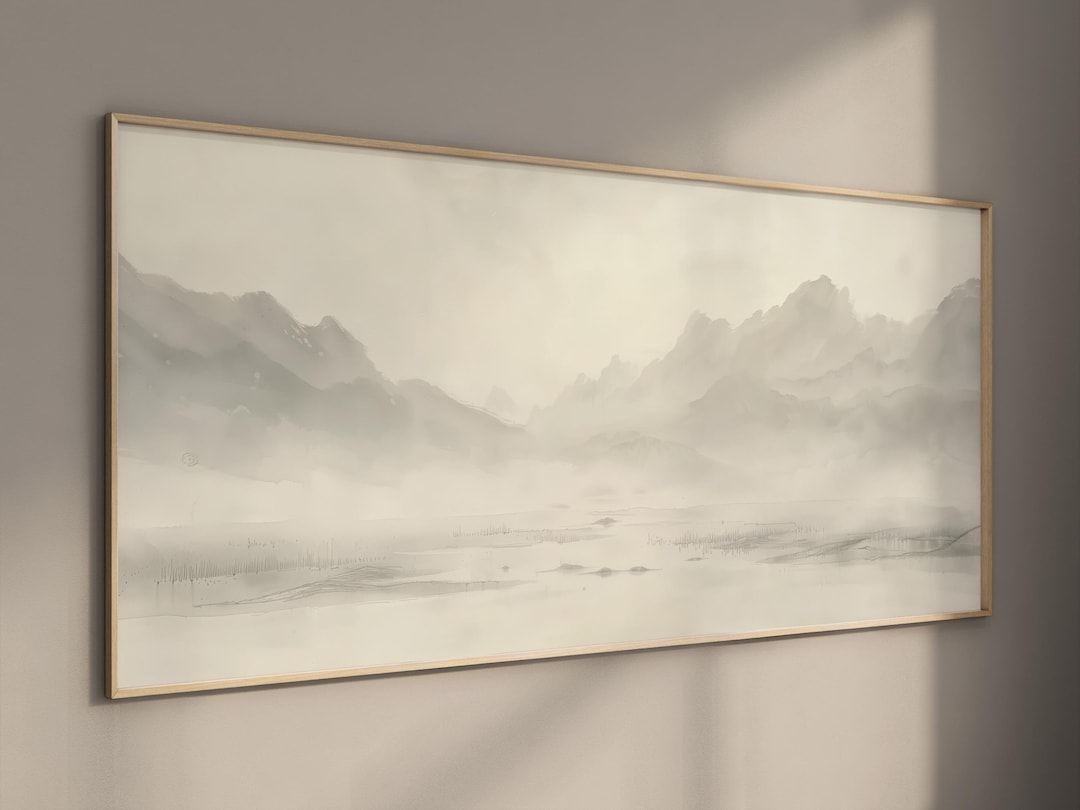 Lakelzdecor Abstract Beige Mountain Wall Decor, Wide Horizontal ...