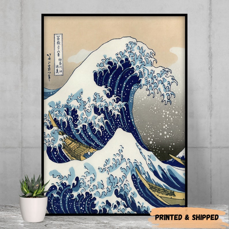 3 Piece Japanese Wall Art, Blue Japanese Prints, Hokusai Prints ...