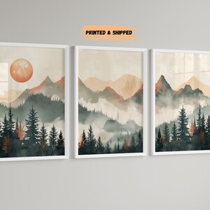 Lakelzdecor Sunset Forest Decor, Set of 3, Colorful Tree Nursery Decor ...