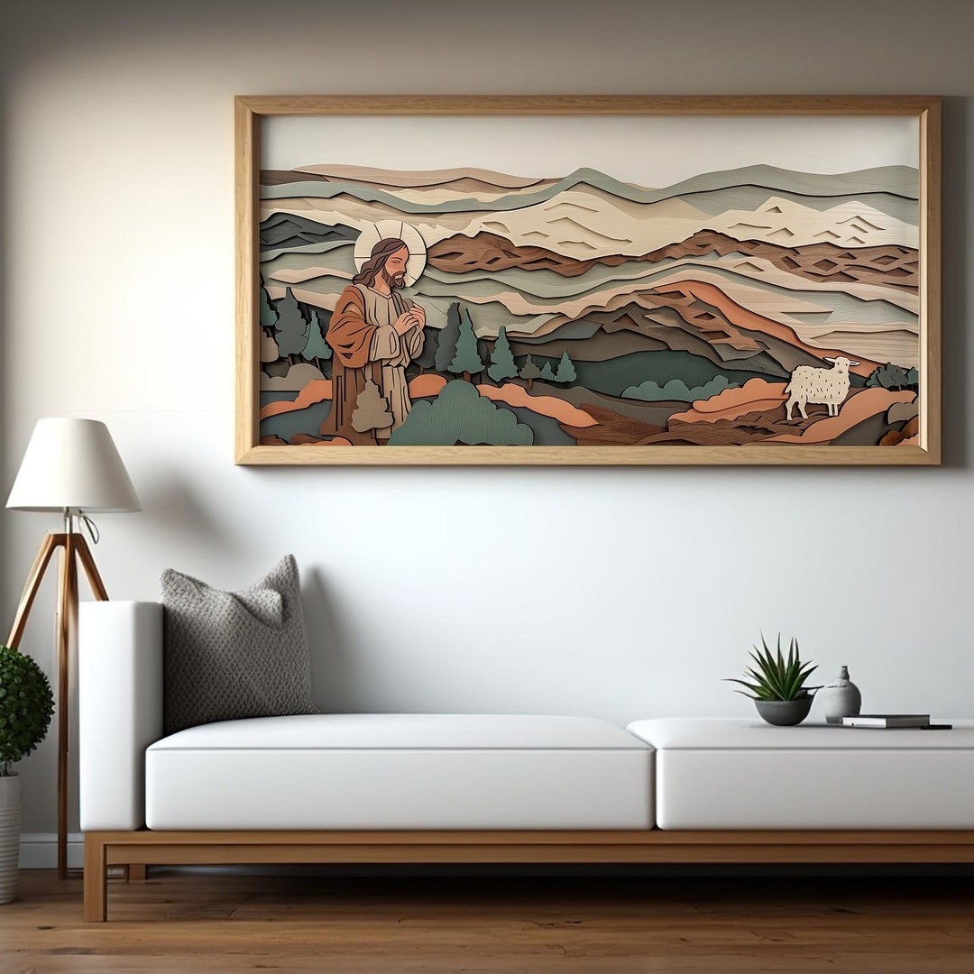 Lakelzdecor Wooden Style Jesus Leaves the 99, Lost Sheep, Minimalist ...