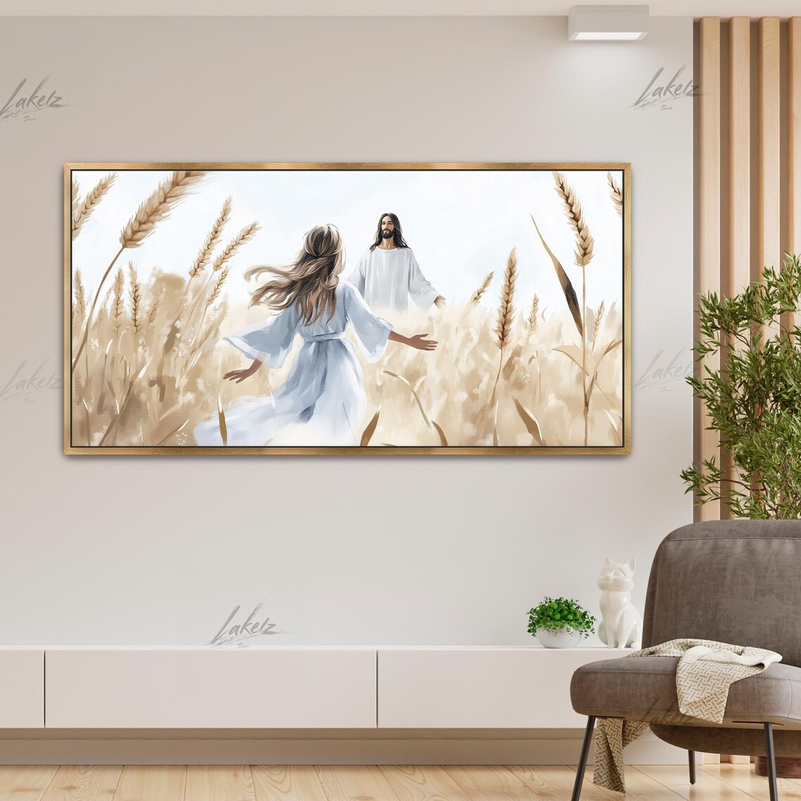Lakelzdecor Jesus Loves You Print, Leap of Faith Beige Meadow Grass ...