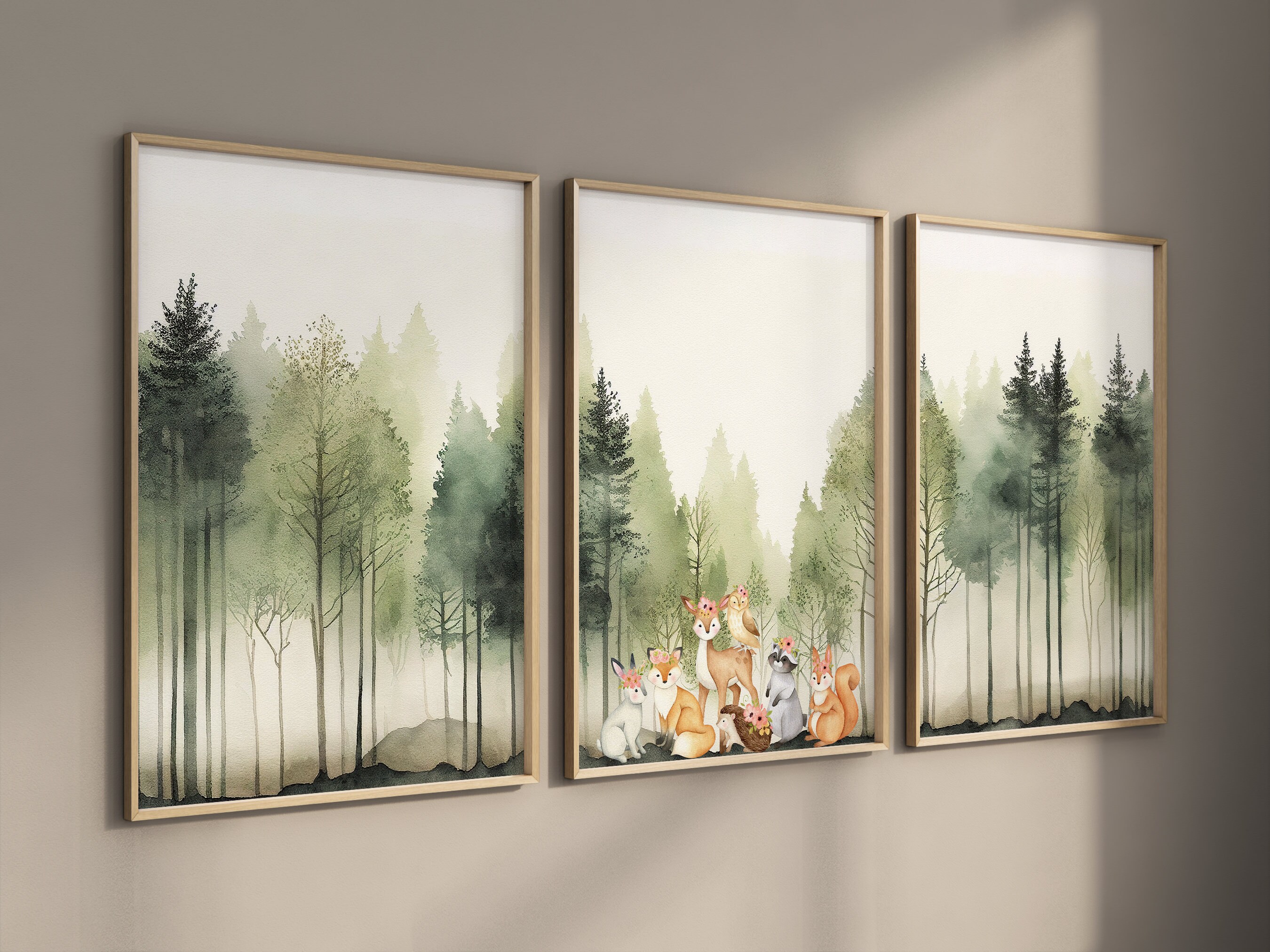 Woodland Animal Nursery Decor Printable Set of 3 Forest - Etsy