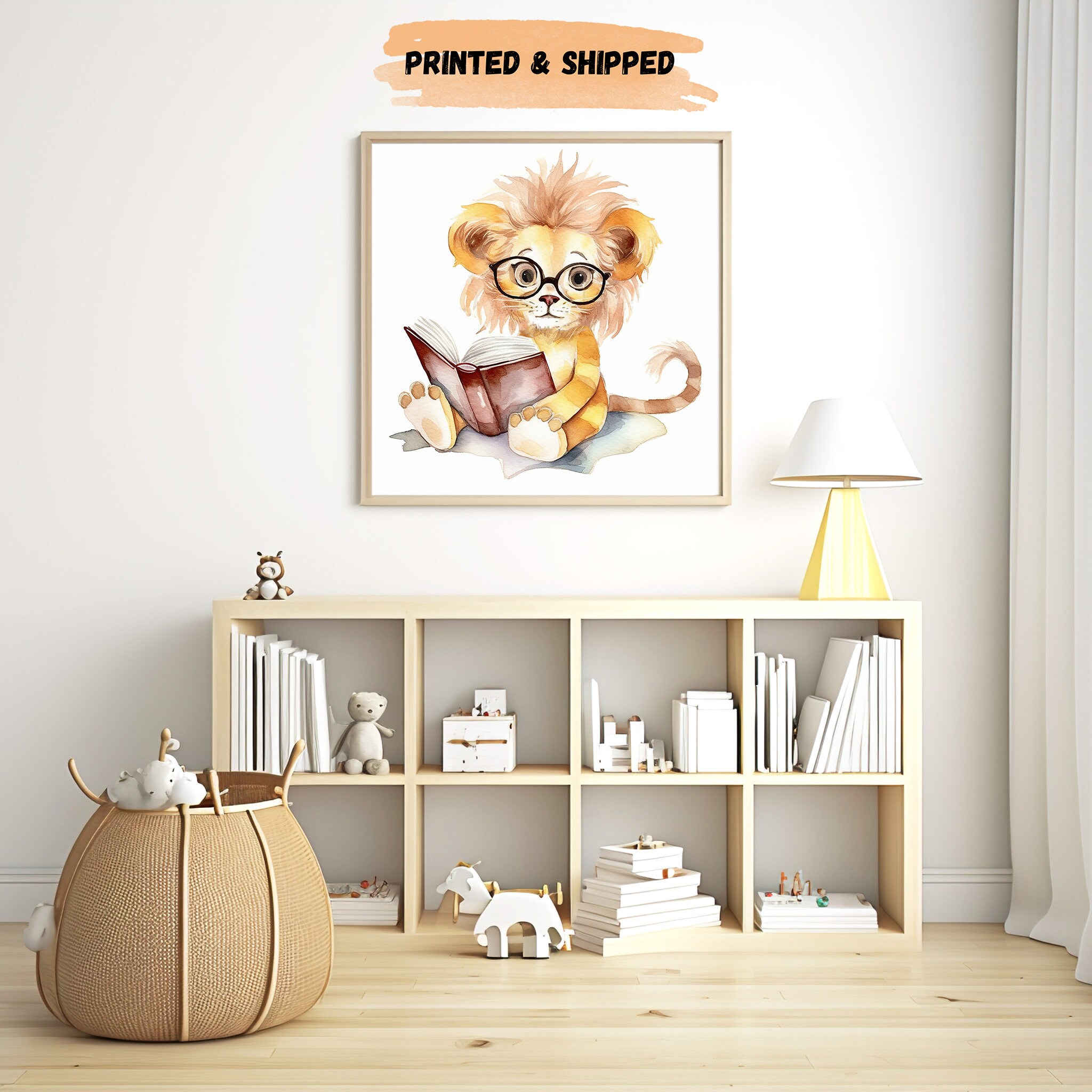 Baby Animal Nursery Wall Art Animal Reading Books Set of 3 - Etsy