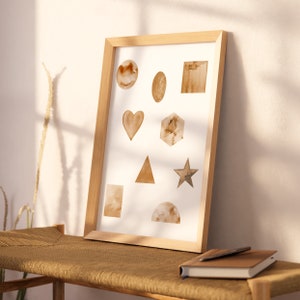 Beige Alphabet and Shapes Nursery Art Printable, Set of 3, Education ...