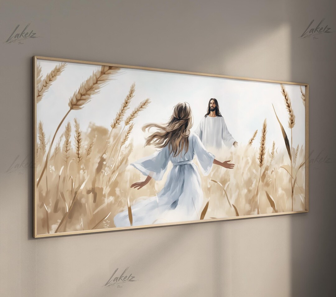Lakelzdecor Jesus Loves You Print, Leap of Faith Beige Meadow Grass ...