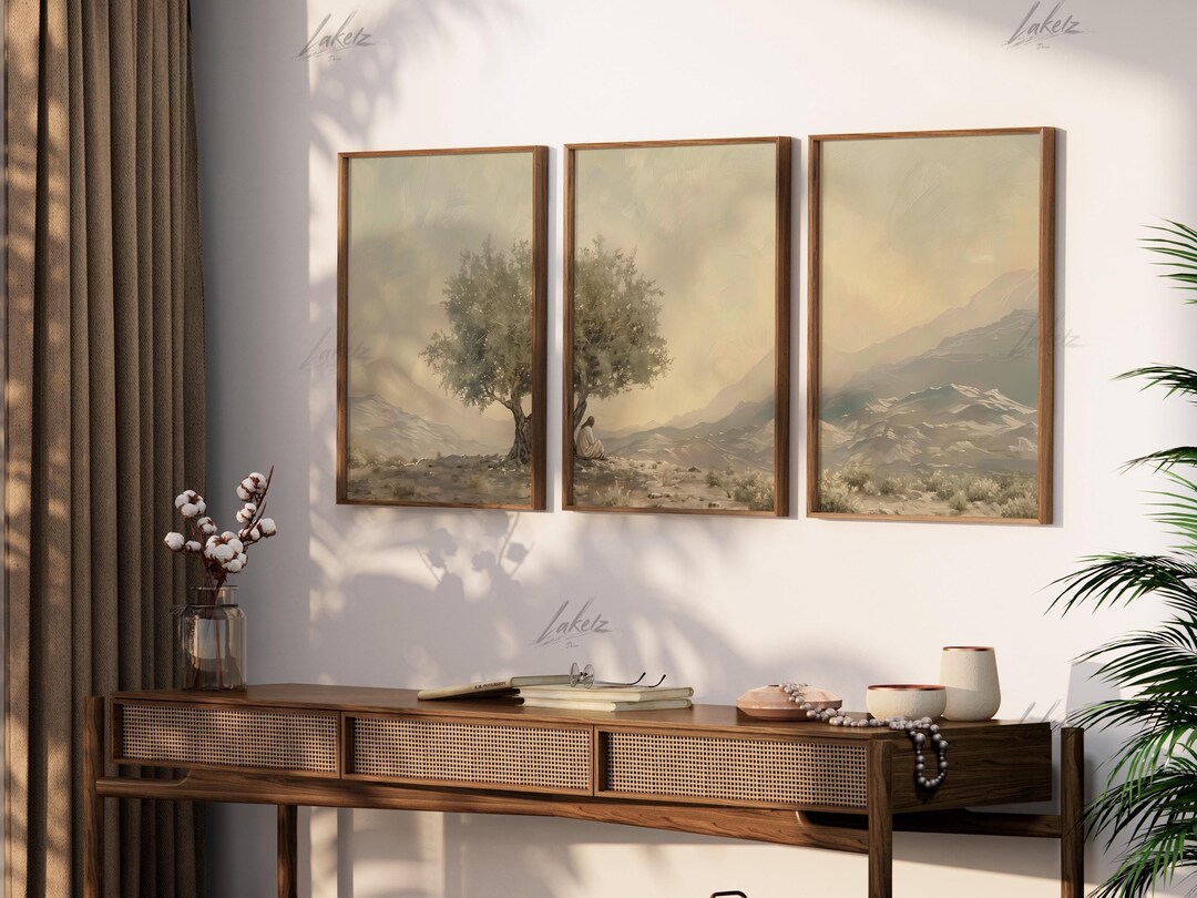 Lakelzdecor Jesus & Olive Tree, Green and Beige, Set of 3, LDS Home ...
