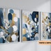Navy & Gold Abstract Botanical and Shapes Wall Art, Set of 3 ...