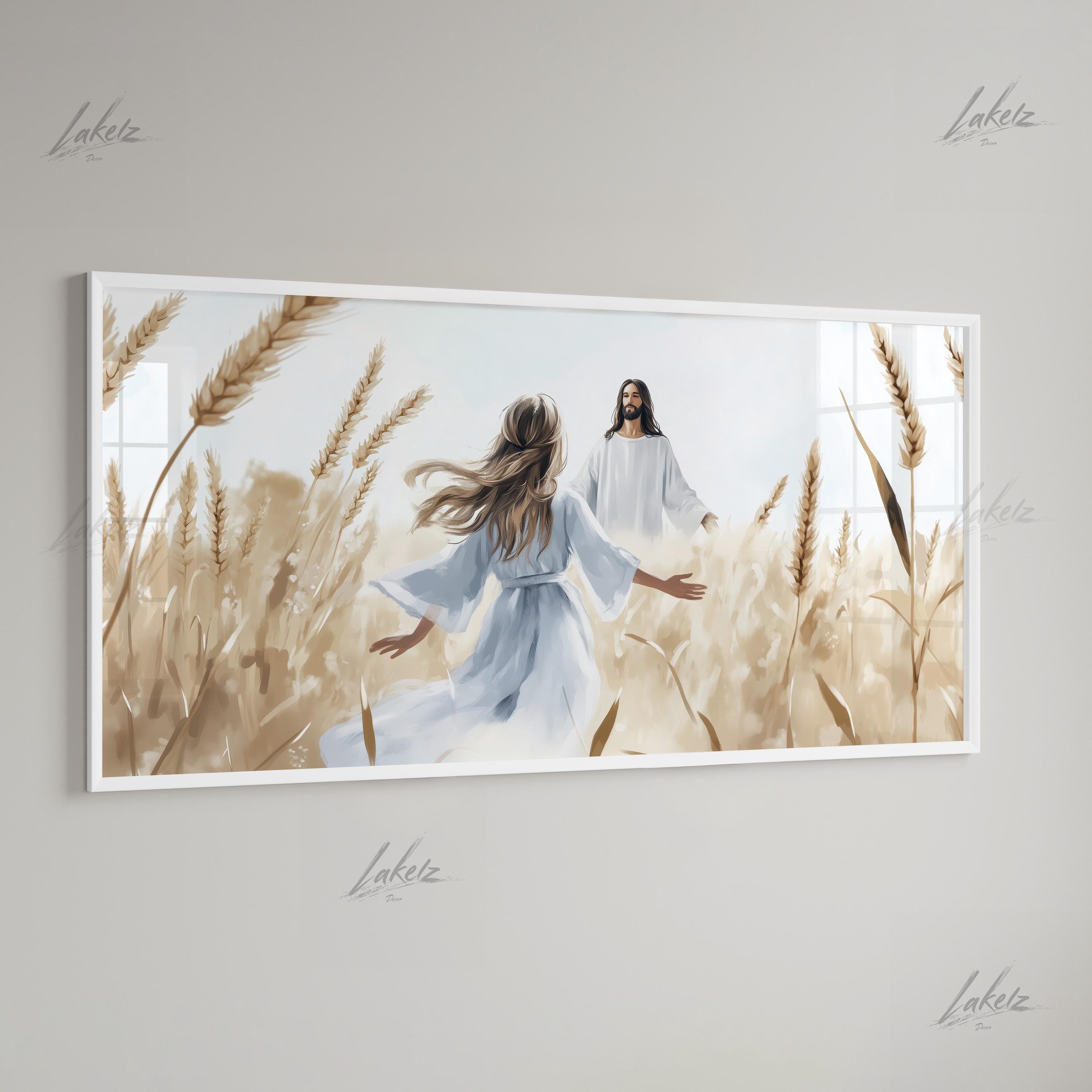 Lakelzdecor Jesus Loves You Print, Leap of Faith Beige Meadow Grass ...