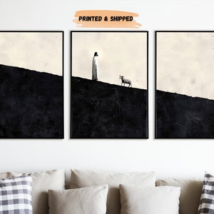 Lakelzdecor 3 Piece Jesus & a Lost Sheep, Black and White, Neutral ...