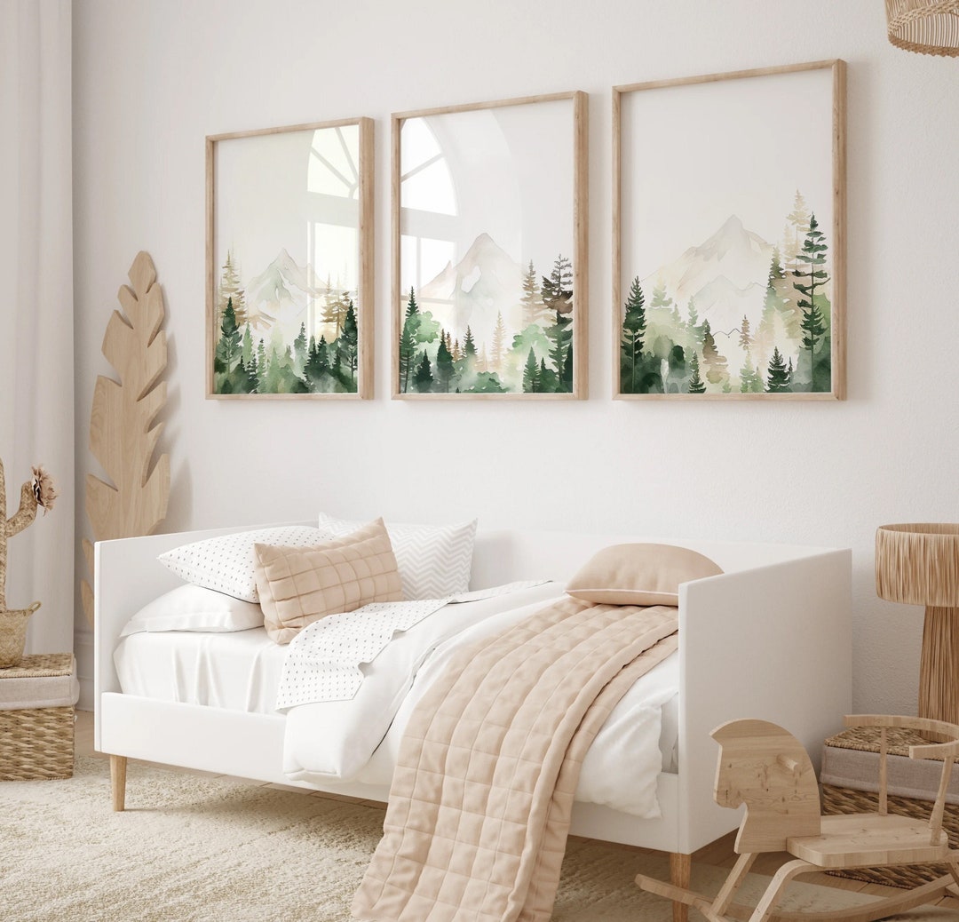 Forest Nursery Decor Printable, Set of 3, Nursery Wall Art, Tree ...