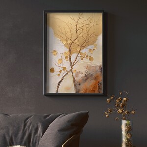 Gold & Beige Tree Branch Wall Printable, Abstract Wall Prints, Set of 3 ...