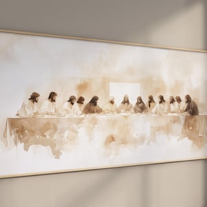 Lakelzdecor the Last Supper Minimalist Beige Abstract Print, Da Vinci Shepherd Fine Art, Bible ...