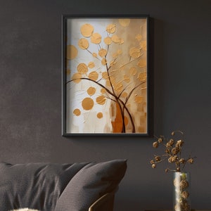 Gold & Beige Tree Branch Wall Printable, Abstract Wall Prints, Set of 3 ...
