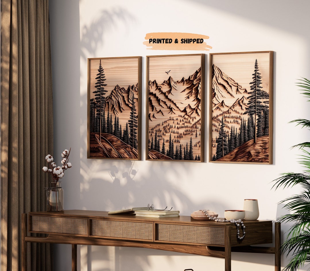 Mountain Wall Art Prints, Wood Panels, Wood Wall Art, Modern Wall Art ...