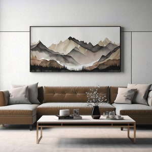Lakelzdecor Abstract Mountain Forest Wall Decor, Wide Horizontal ...