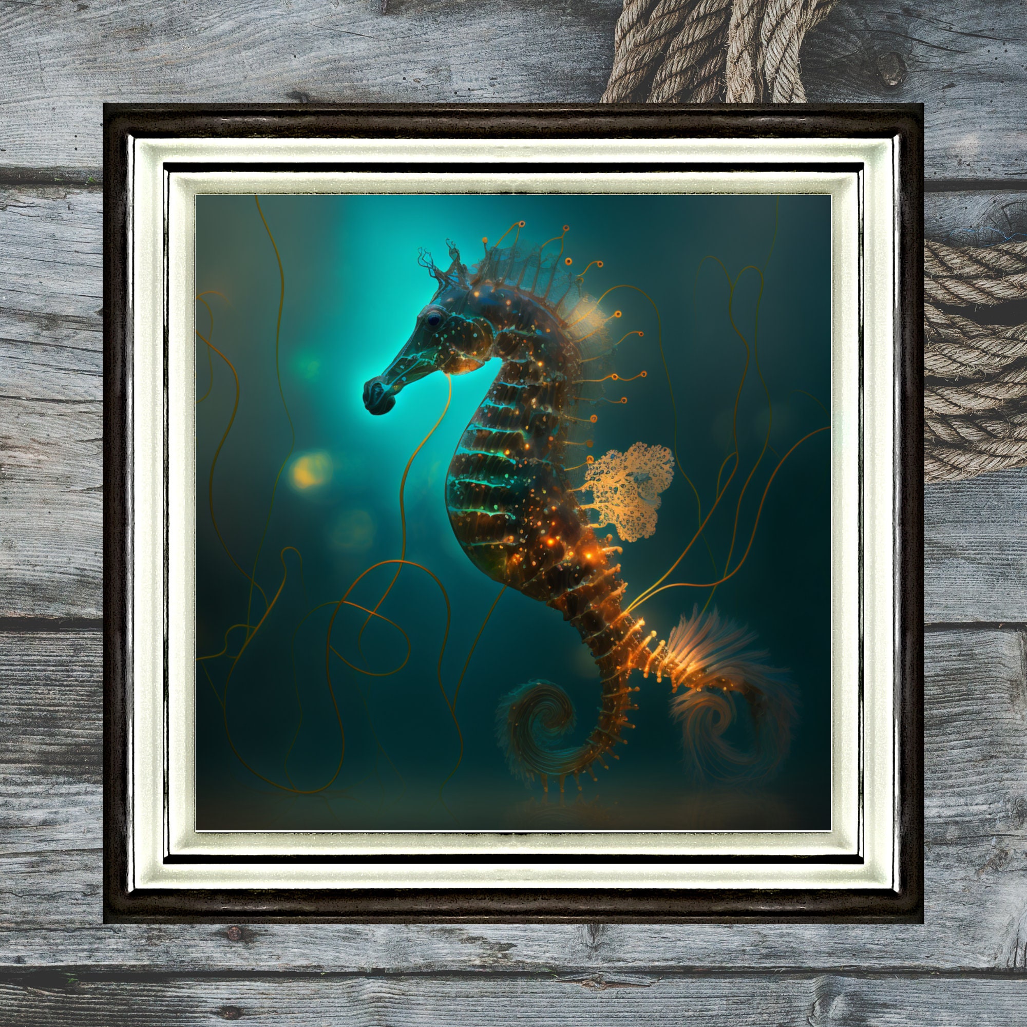 Abstract Neon Seahorse Digital Wall Art - Etsy