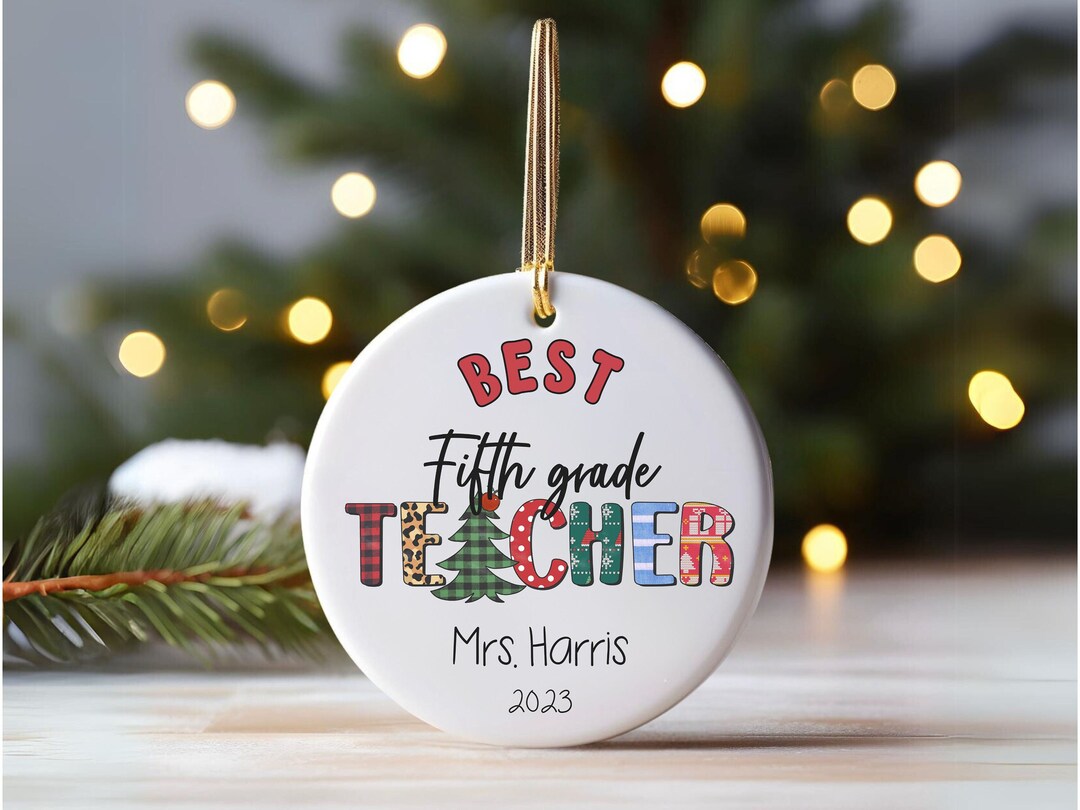 Personalized Teacher Ornament, 5th Grade Teacher Gift, Teacher Name ...