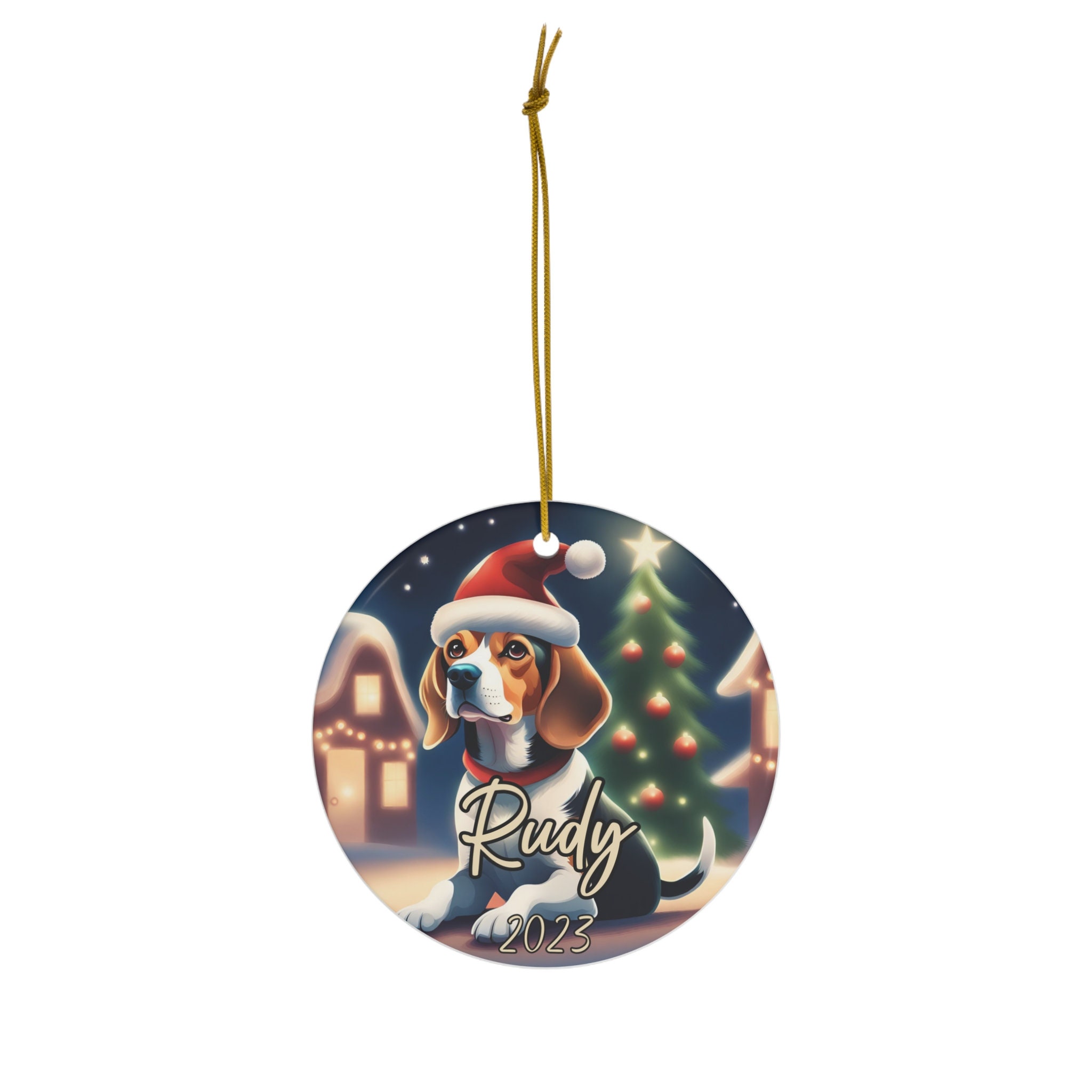 Beagle Christmas Ornament, Custom Beagle Dog Name Christmas Ornament ...