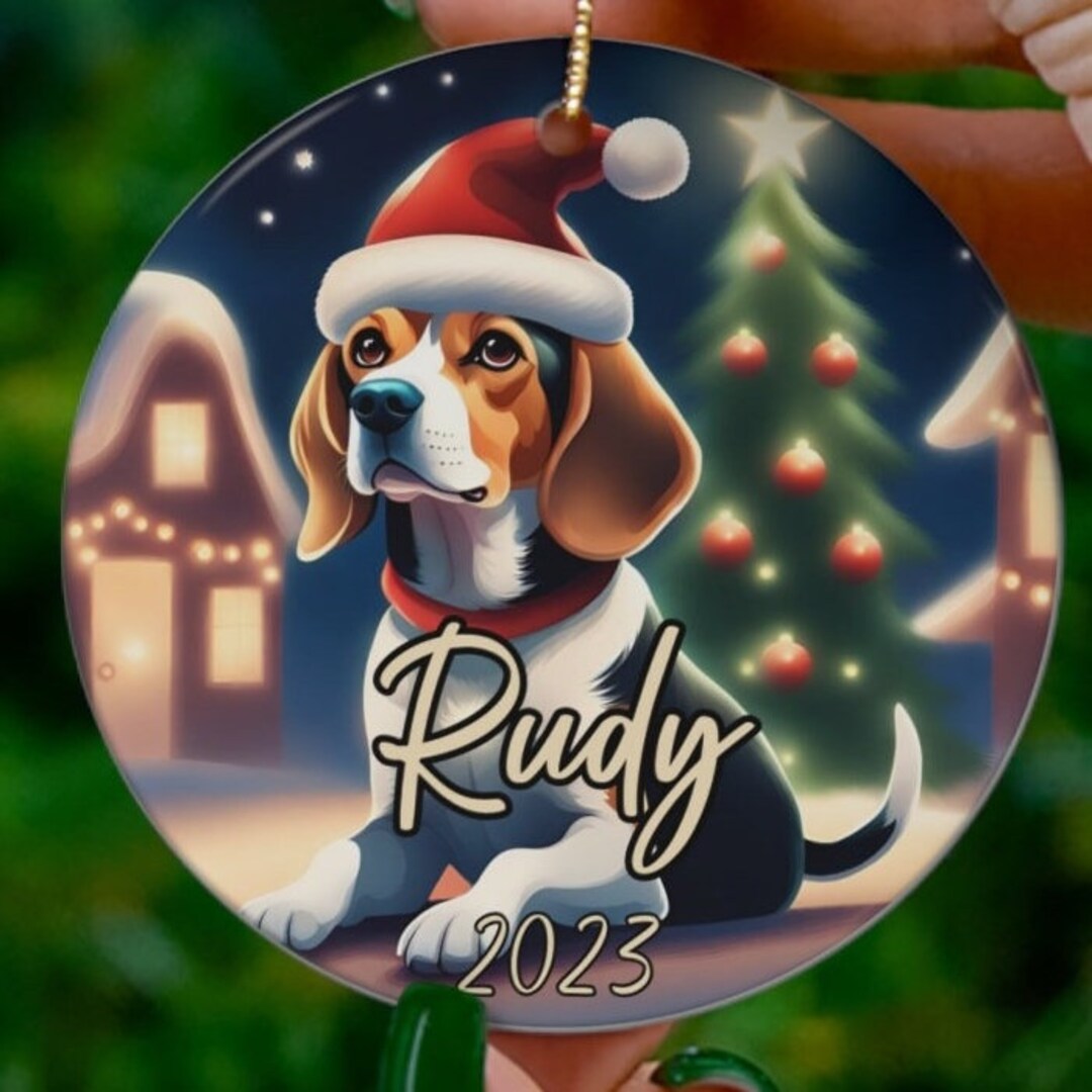 Beagle Christmas Ornament, Custom Beagle Dog Name Christmas Ornament ...