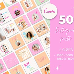 50 Bright Instagram Post Templates Canva Colorful Pink Instagram ...