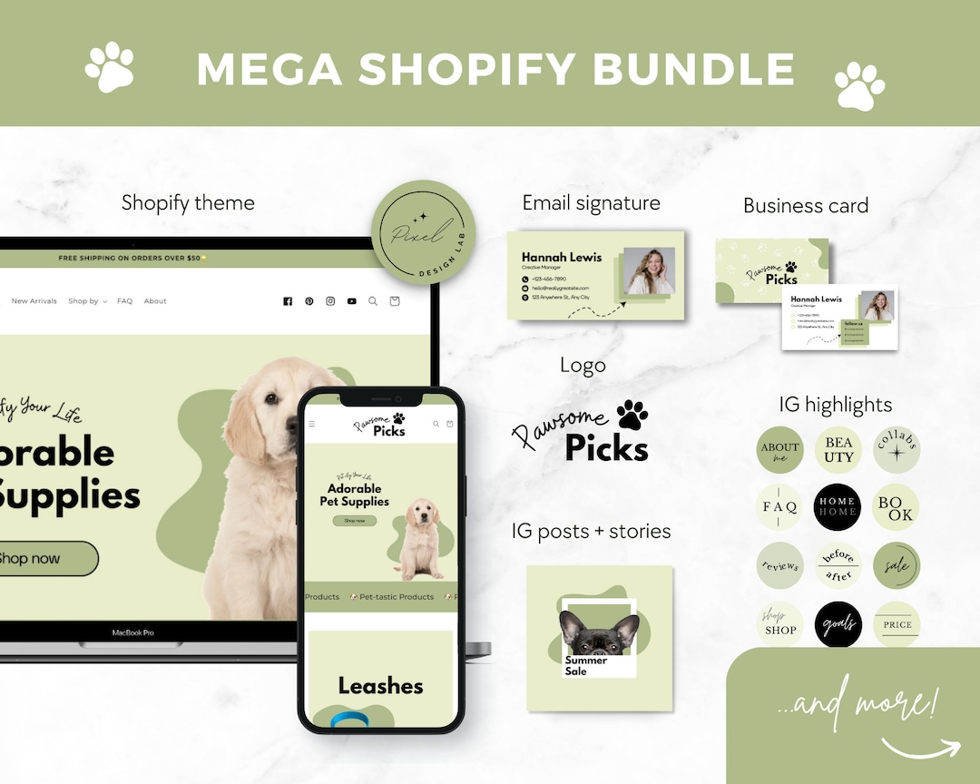 Pets Store Shopify Bundle Website Template With Branding Kit, Pets ...