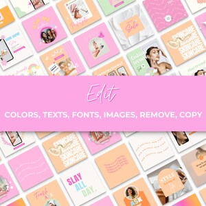 50 Bright Instagram Post Templates Canva Colorful Pink Instagram ...
