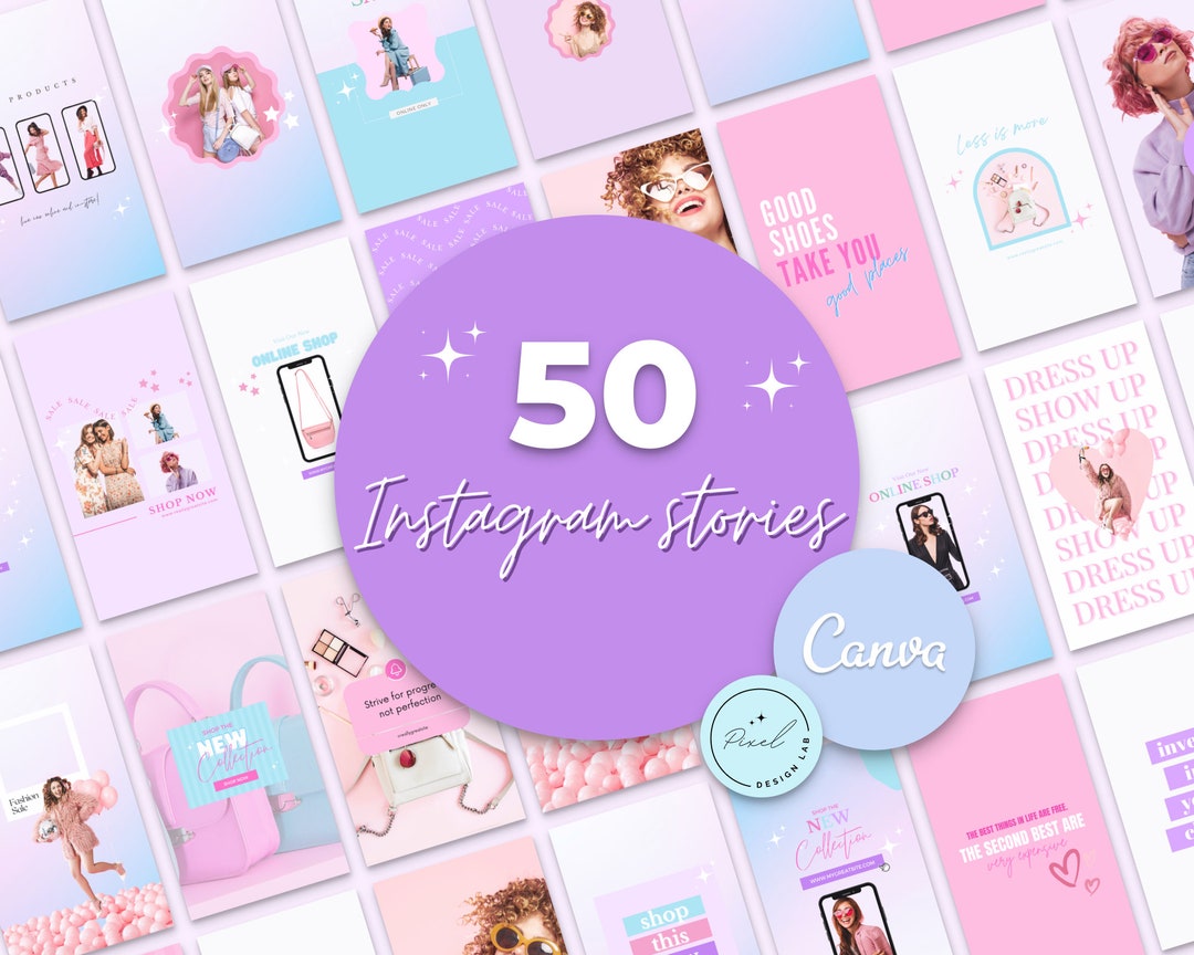 50 Rainbow Pastel Instagram Stories Templates Canva Instagram Templates ...