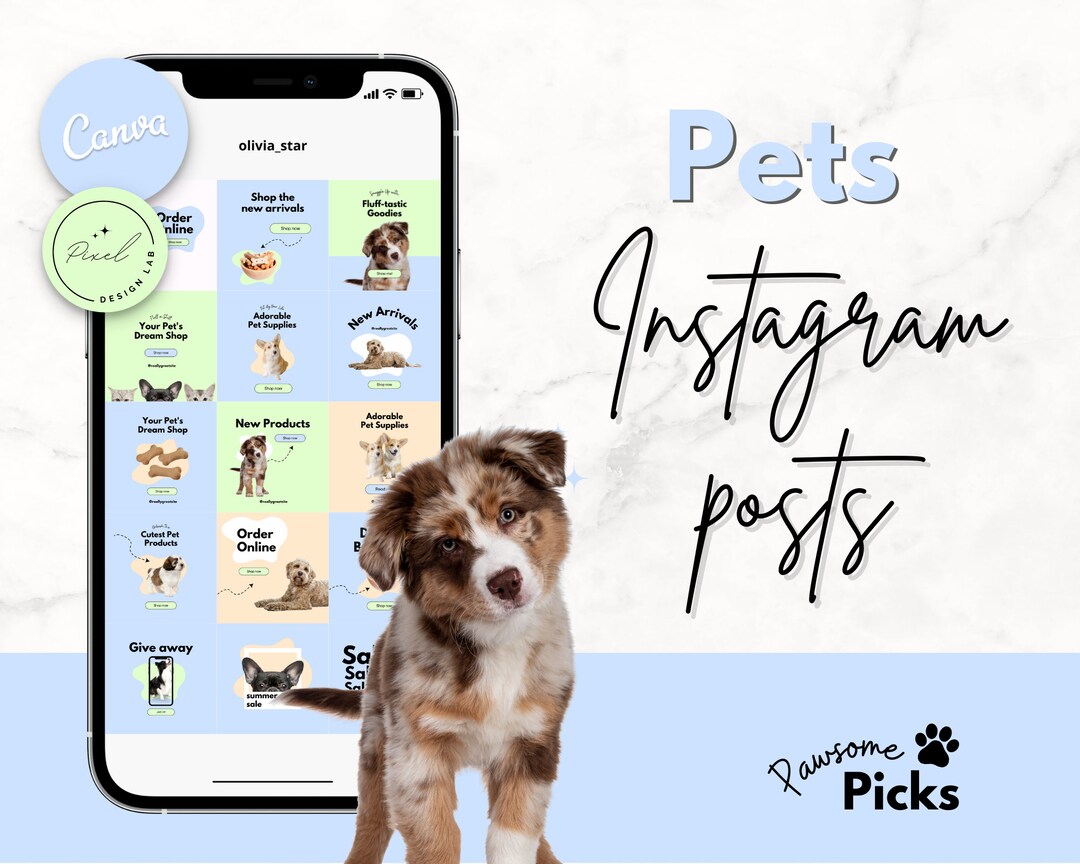 50 Pets Store Instagram Post Templates, Dogs Canva Templates, Dog ...