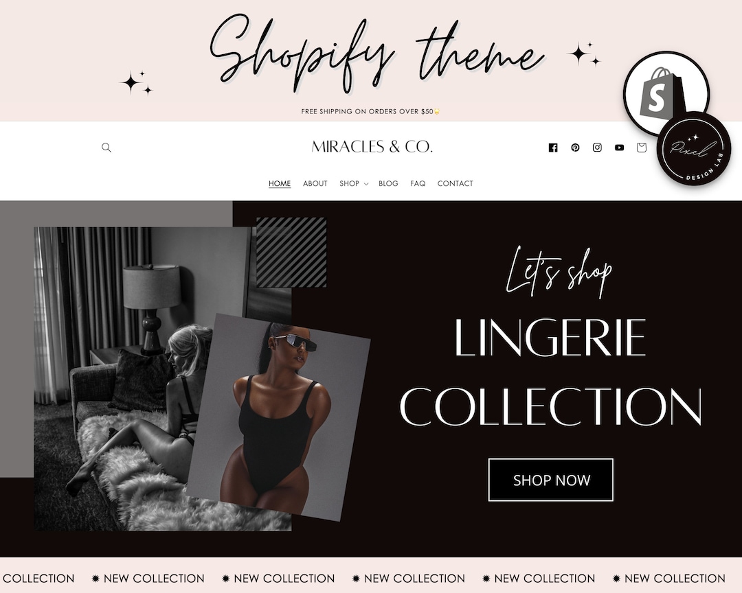 Shopify Theme Template Dark Minimal Black Shopify Website - Etsy