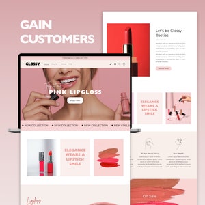 Beauty Website Template Shopify Pink, Skincare Shopify Theme Template ...