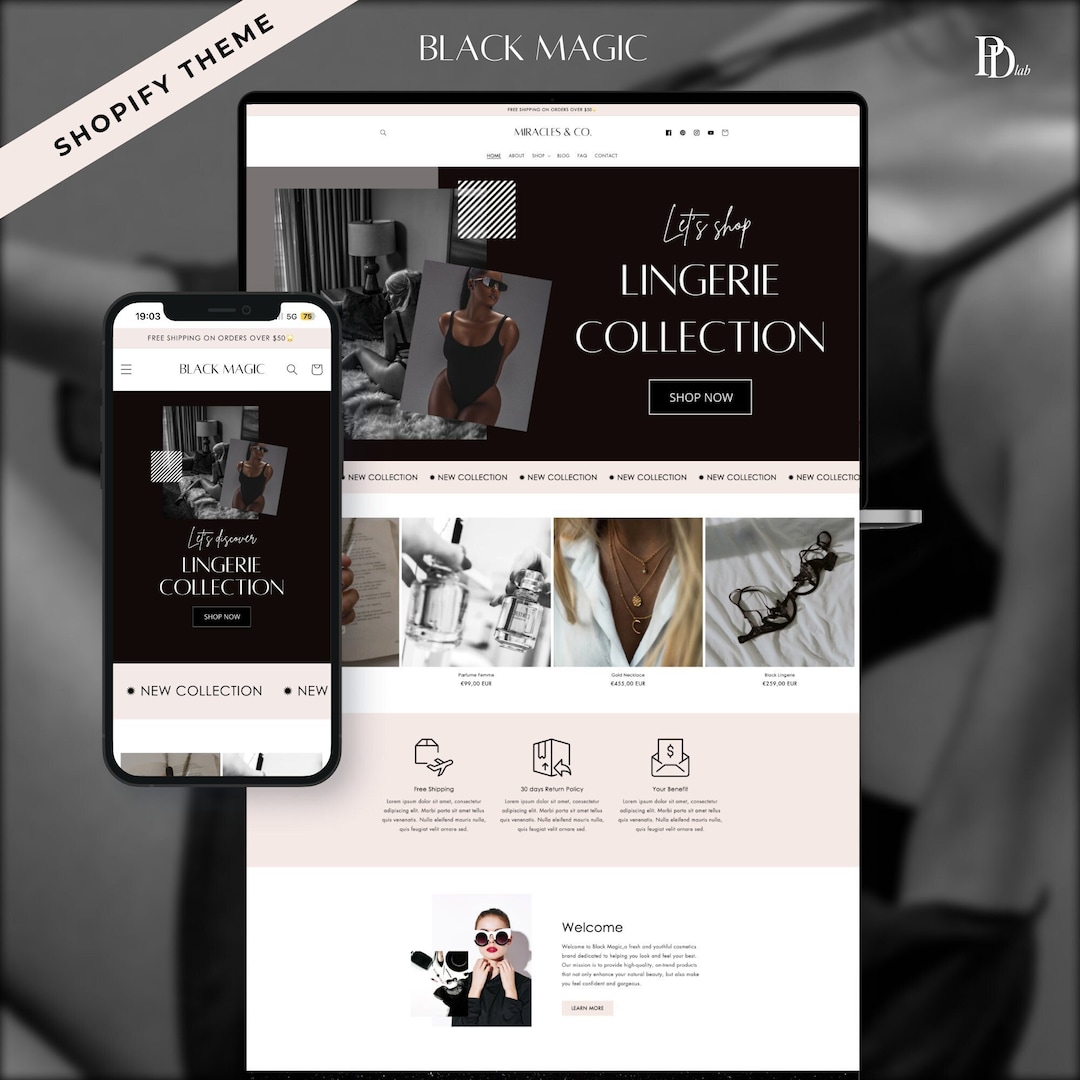 Shopify Theme Template Dark, Minimal Black Shopify Website, Shopify ...