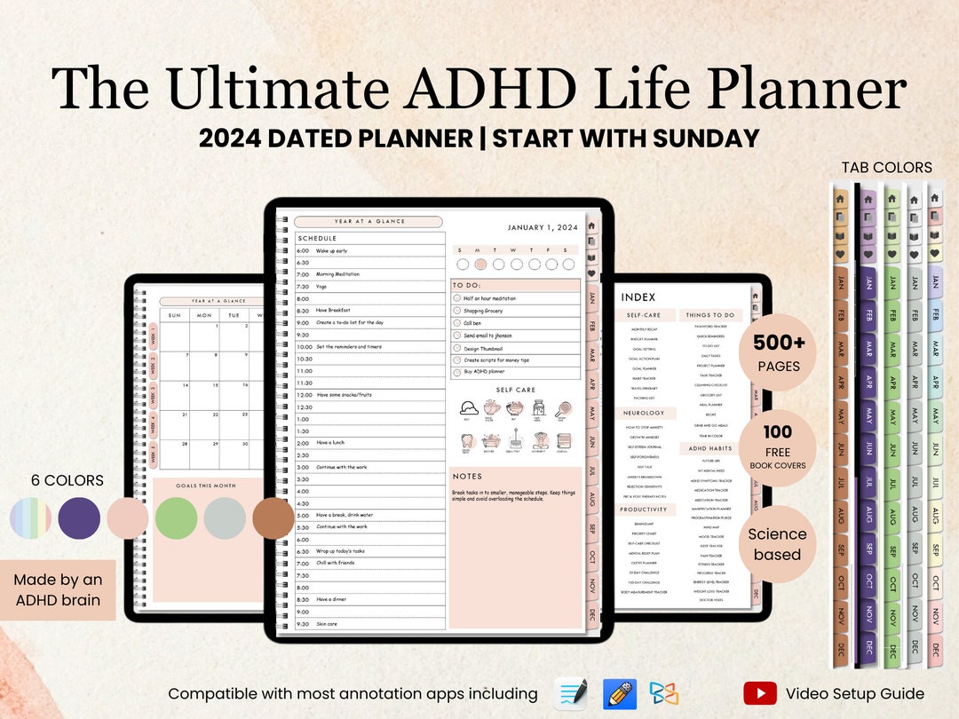 All in One ADHD Digital Planner for Goodnotes iPad & Android. - Etsy