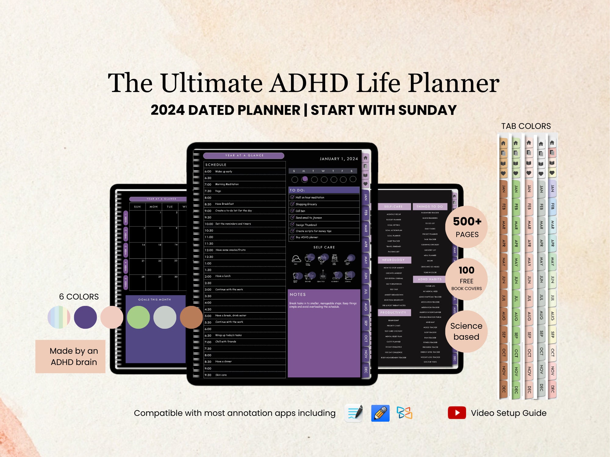 All in One ADHD Digital Planner for Goodnotes, iPad & Android. Adhd ...