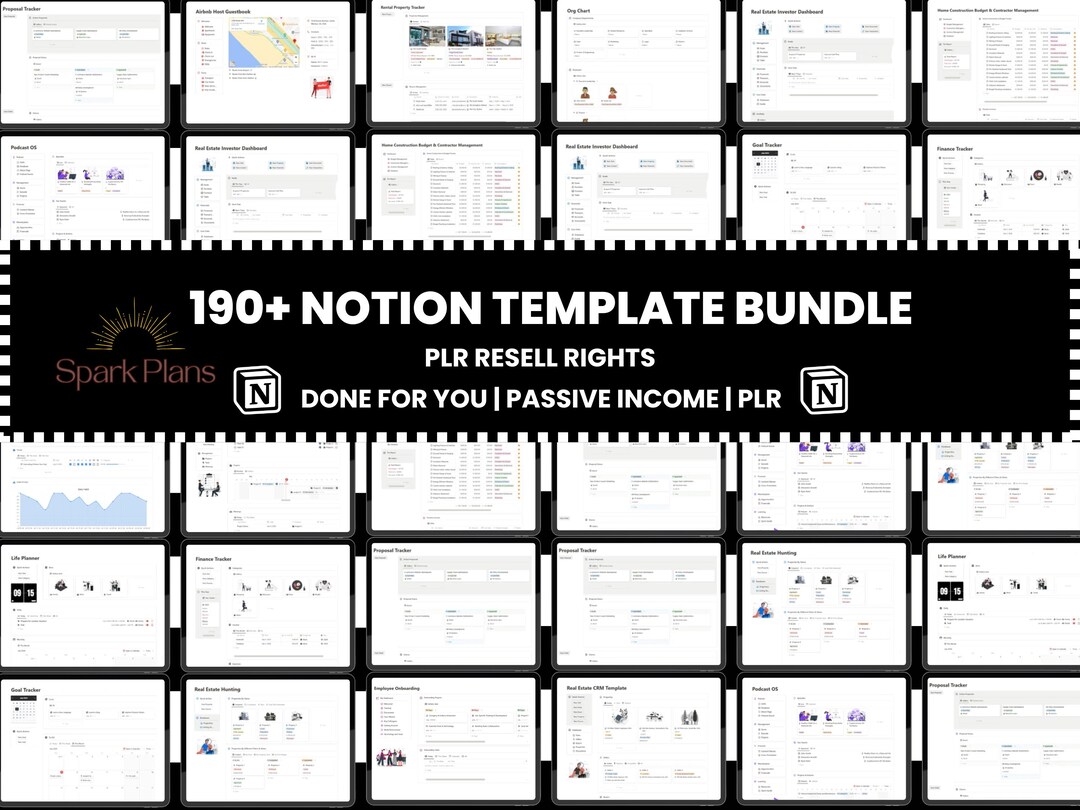 190+ Notion Template Bundle PLR | Ultimate Notion Organizer for Productivity, Personal Growth ...